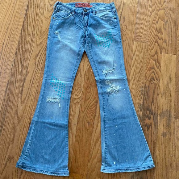 Roxy | Jeans | Roxy Flare Jeans With Sequin | Poshmark